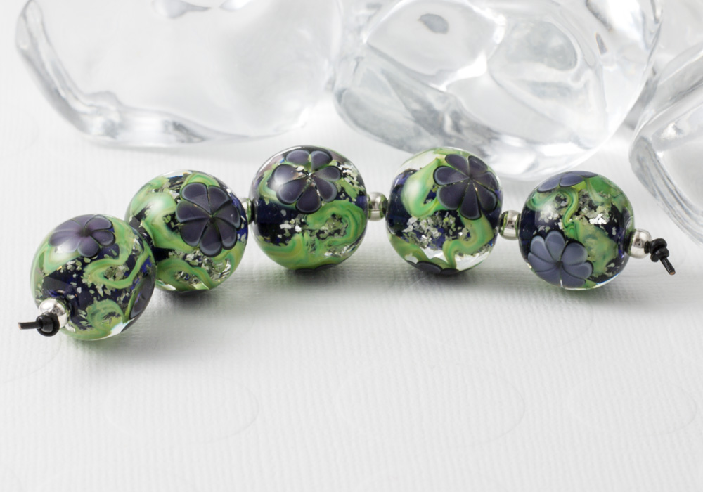 Purple Lampwork Flower Beads By Ciel Creations