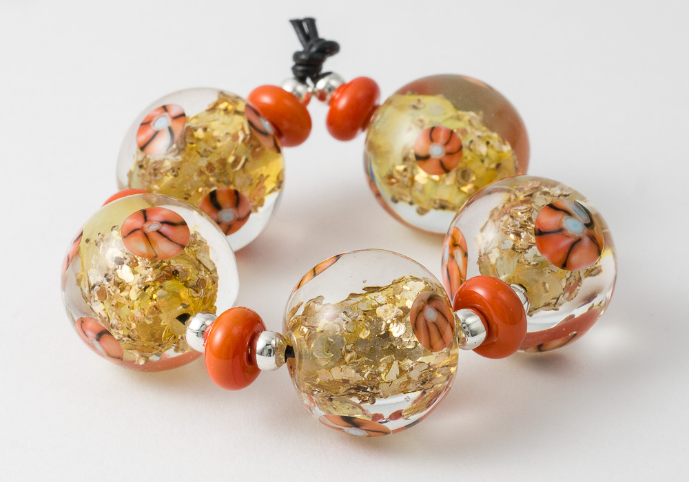 Large Golden Lampwork Beads by Ciel Creations