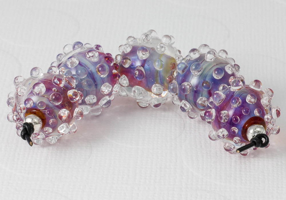 Pink Silver Glass Bumpy Beads by Ciel Creations