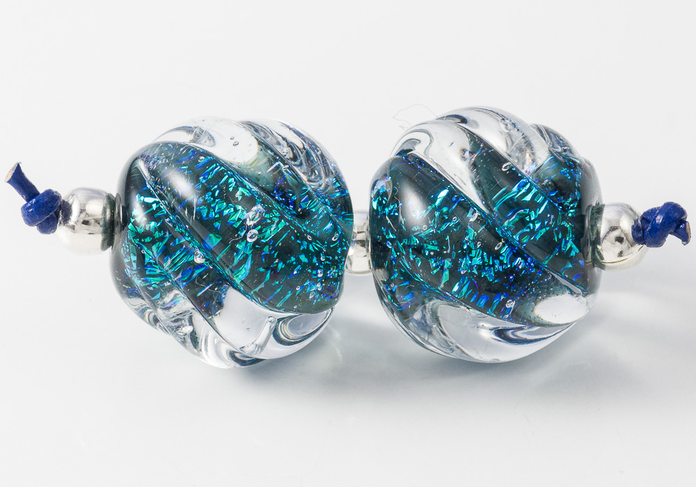 Dichroic Swirly Lampwork Beads by Ciel Creations